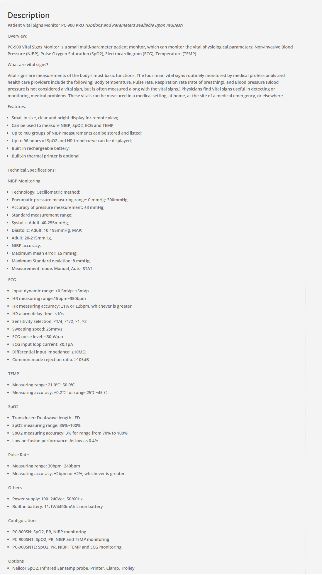 Evotec Medical range of Patient Monitoring systems - PC900 Pro