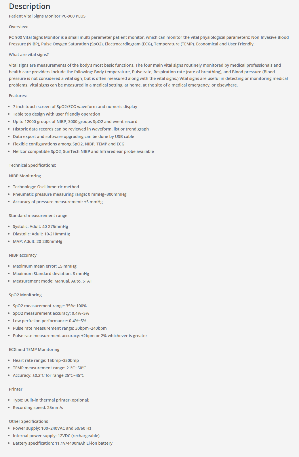 Evotec Medical range of Patient Monitoring systems - PC900 PLUS